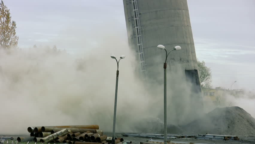 explosion collapse factory chimney located post-industrial Stock ...