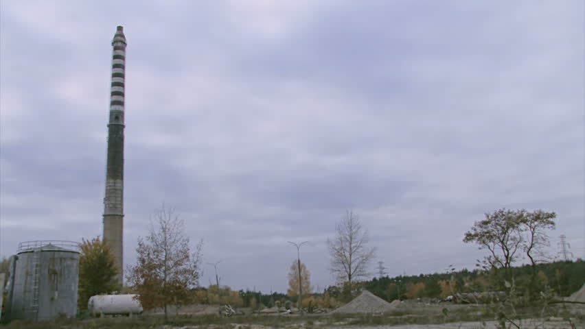 Explosion. Collapse of Factory Chimney. Stock Footage Video (100% ...