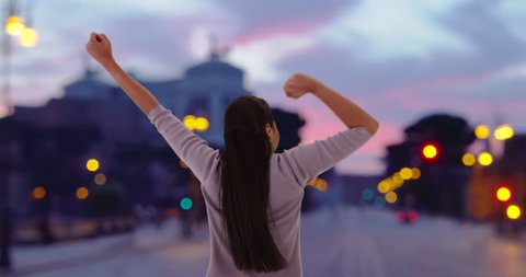 Excited Latina Cheers Middle Street Italy Stock Footage Video (100% ...