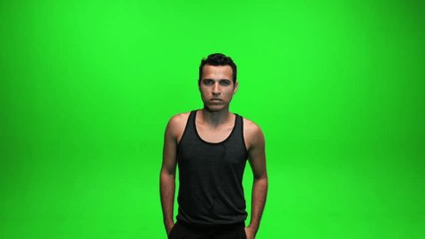 Man Standing Front Green Screen Background Stock Footage Video (100% ...