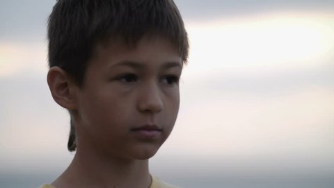 Portrait Orphan Emaciated Refugee Boy Stands Stock Footage Video (100% ...