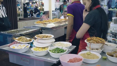 Asian Food Stand Cooking Ingredients Bangkokthailand Stock Footage ...