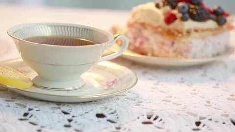 fancy english tea cake served on Stock Footage Video (100% Royalty-free ...