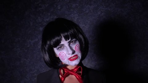 Girl Makeup Nightmare Style Sings On Stock Footage Video (100% Royalty ...