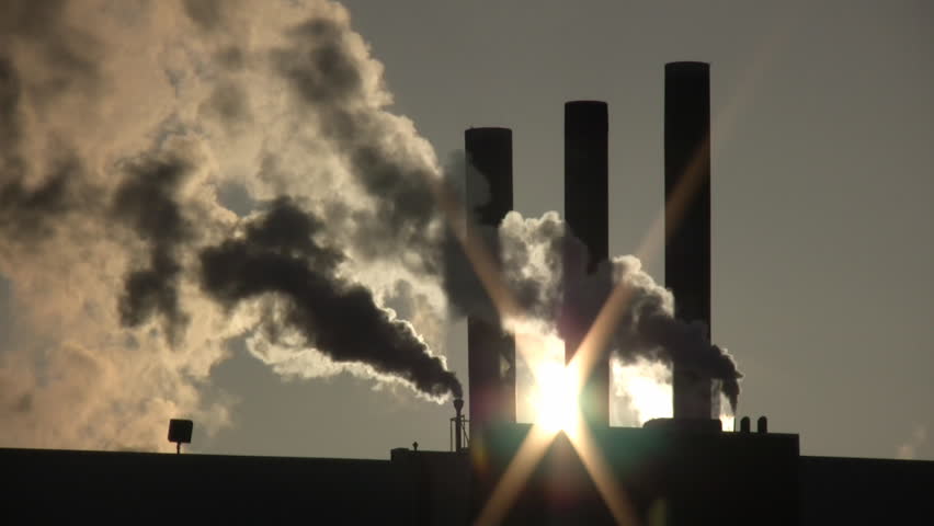 fumes billow out giant smoke stack Stock Footage Video (100% Royalty ...