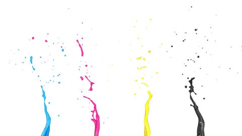 Cmyk Color Splash Slow Motion Alpha Stock Footage Video (100% Royalty ...