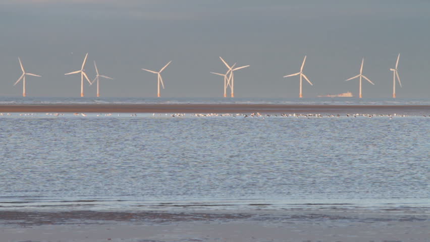 wind turbines ferry passing irish sea Stock Footage Video (100% Royalty ...