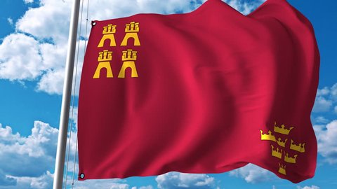 Waving Flag Region Murcia Autonomous Community Stock Footage Video (100 ...