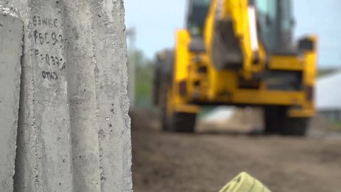 Refocus Concrete Slabs On Yellow Construction Stock Footage Video (100% ...