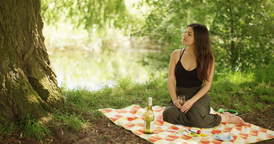 4k beautiful woman relaxing alone outdoors Stock Footage Video (100% ...