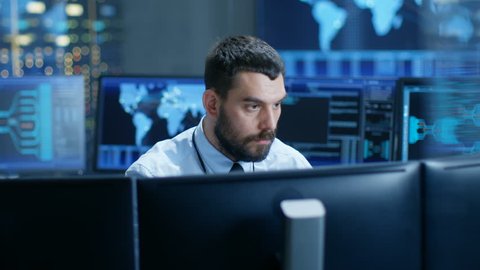 Back View System Control Center Operator Stock Photo (Edit Now) 1073337962