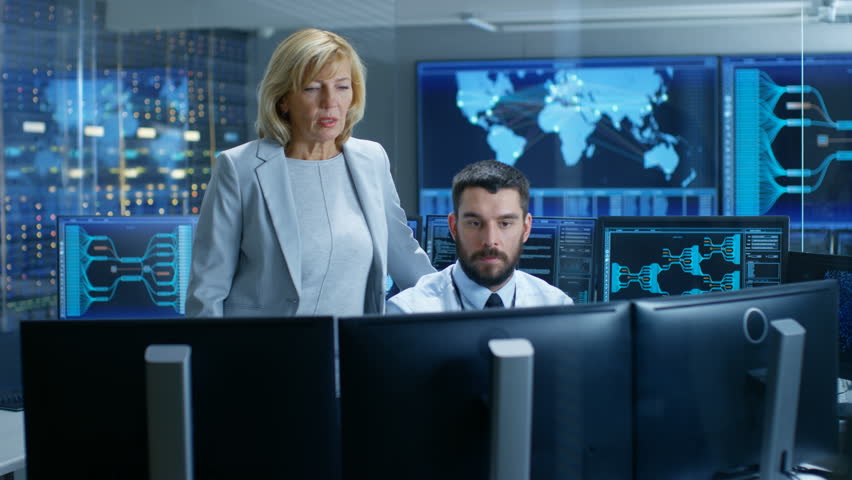 system monitoring room senior supervisor controls Stock Footage Video ...