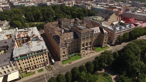 Latvian University Riga Latvia Drone Footage Stock Footage Video (100% ...