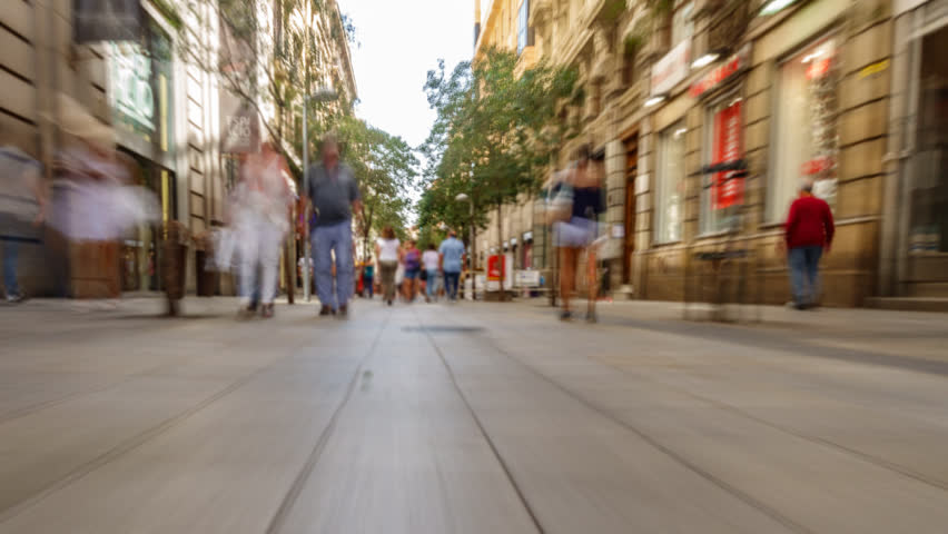 Walking Through Commercial Street, Ground Stock Footage Video (100% ...