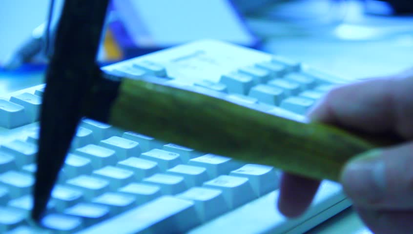 Typing On Keyboard with Hammer. Stock Footage Video (100% Royalty-free ...