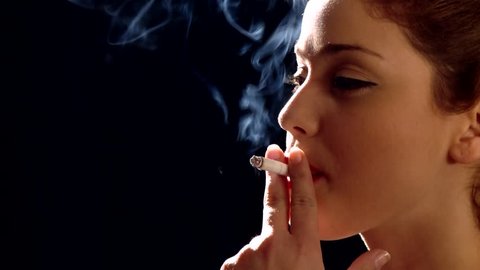 Beautiful Woman Smoking Cigaretteclose Stock Footage Video (100% ...