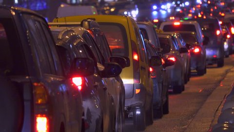 Rear View Cars Traffic Jam Evening Stock Footage Video (100% Royalty ...