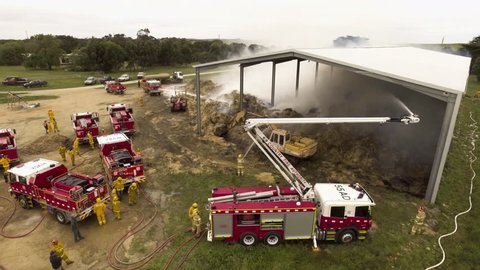 Drone Shot Aerial Pumper Fire Truck Stock Footage Video (100% Royalty ...