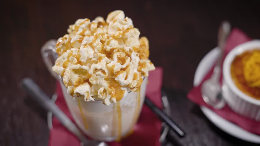 Huge Caramel Cocktail with Popcorn Stock Footage Video (100% Royalty ...
