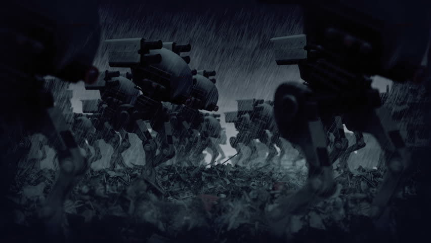 Invasion of Alien Robots. Post-apocalyptic Stock Footage Video (100% ...