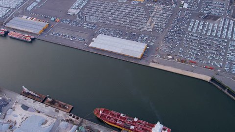 Aerial View Dockside Commercial Port Major Stock Footage Video (100% ...