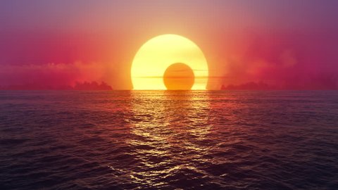 Sunset Solar Eclipse Over Seamlessly Looped Stock Footage Video (100% ...