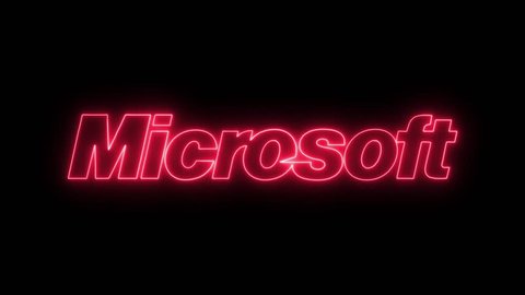 Microsoft Logo Neon Lights Editorial Animation Stock Footage Video (100 ...