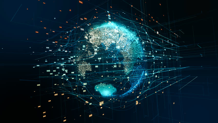 earth technology business communications background loop Stock Footage ...