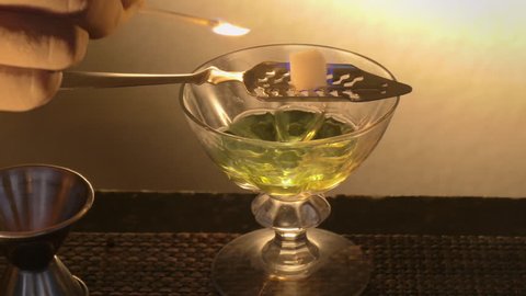 Sequence Proper Preparation Absinthe Alcoholic Drink Stock Footage ...