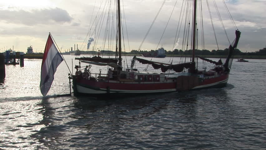 historic dutch tugboat underway flag netherlands Stock Footage Video ...