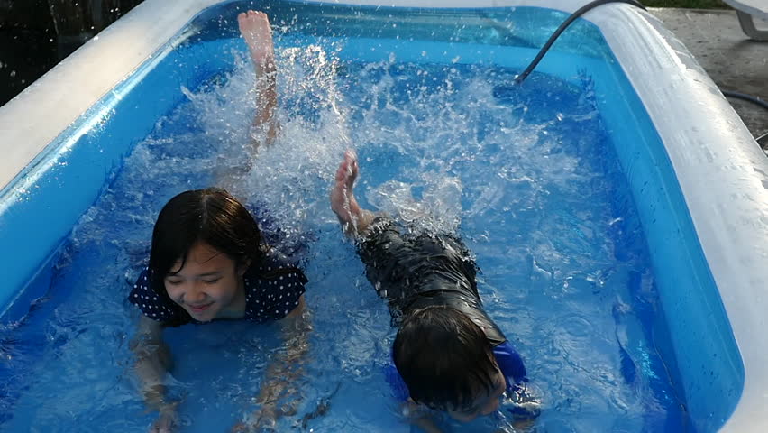 cute asian children swimming playing pool Stock Footage Video (100% ...