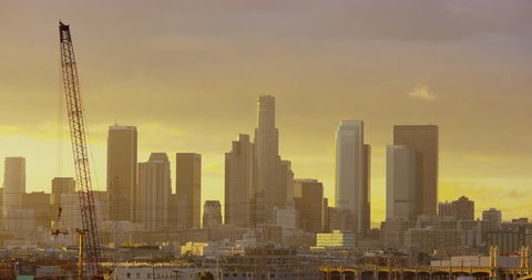 Dtla Skyline View Sunset East La Stock Footage Video (100% Royalty-free ...