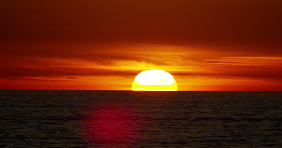 Large Animated Sun Over Water Sunset Stock Footage Video (100% Royalty ...