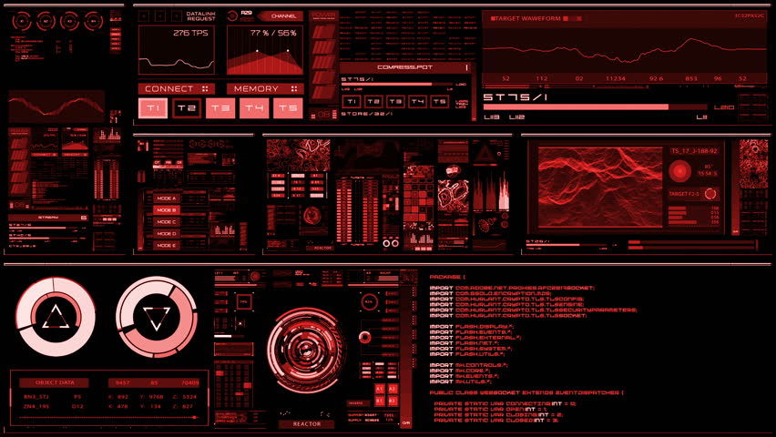Red Futuristic Interfacedigital Screendetailed Abstract Stock Footage ...