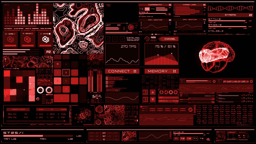 Red Futuristic Interfacedigital Screendetailed Abstract Stock Footage ...