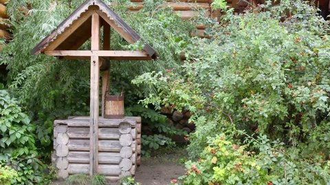 Log Well Bucket Wooden Carved Decorations Stock Footage Video (100% ...