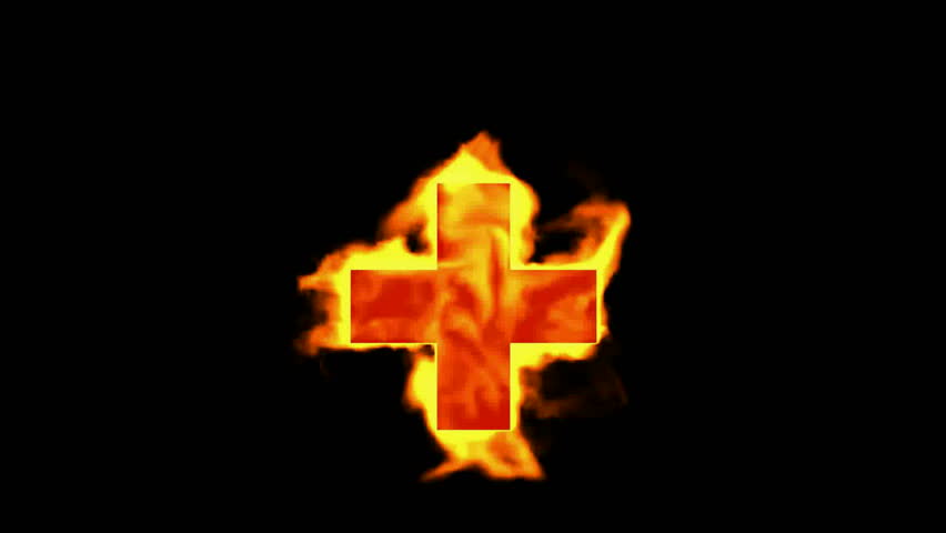 burning red cross signfire plus Stock Footage Video (100% Royalty-free ...