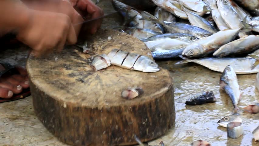 Cutting Fishprepare the Raw Fish Stock Footage Video (100% Royalty-free ...