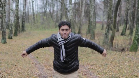 Crazy Guy Running Jumping Happy Having Stock Footage Video (100% ...