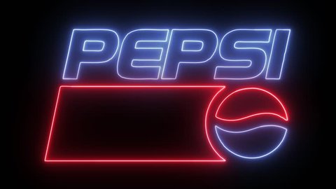 Pepsi Logo Neon Lights Editorial Animation Arkivvideomateriale (100 % ...