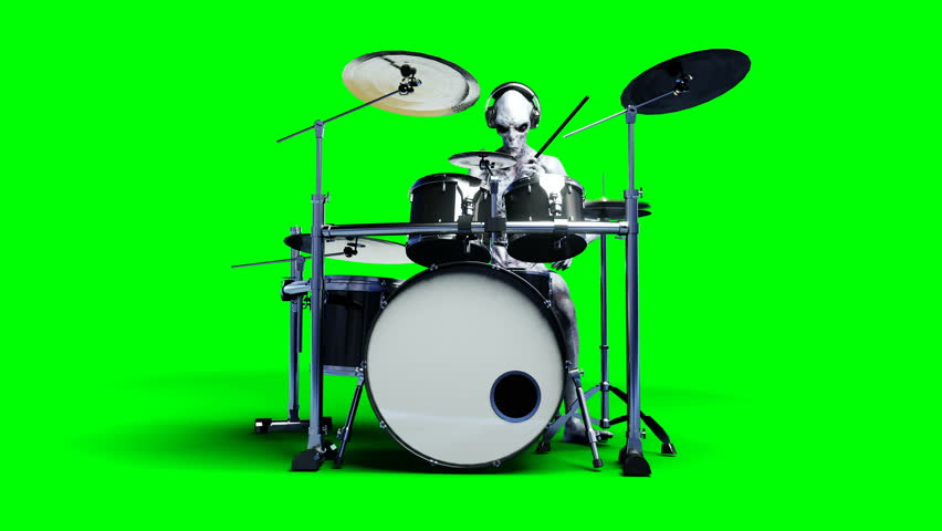 funny alien plays on drums realistic Stock Footage Video (100% Royalty ...