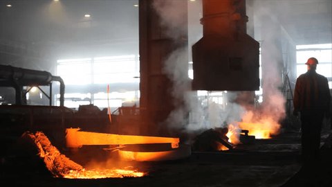 Hard Work Foundry Liquid Metal Factory Stock Footage Video (100% ...