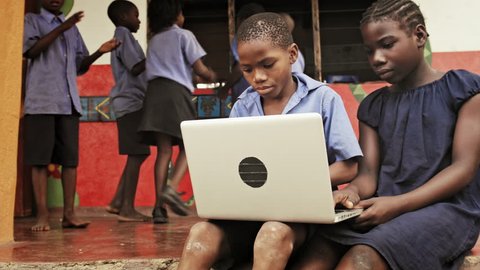 4k African Students Pupils Using Laptop Stock Footage Video (100% ...