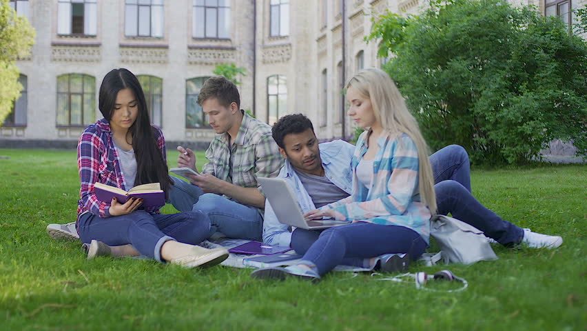 Classmates Searching Sharing Ideas Group Project Stock Footage Video ...