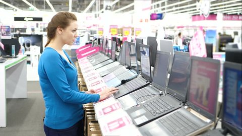 Woman Buying Laptop Store 4k Uhd Stock Footage Video (100% Royalty-free ...