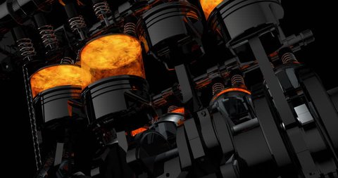 Close Working V8 Engine Animation Slow Stock Footage Video (100% ...