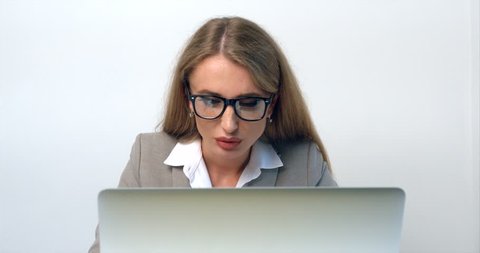 Stressed Business Woman Biting Computer Keyboard Stock Photo 69485266 ...