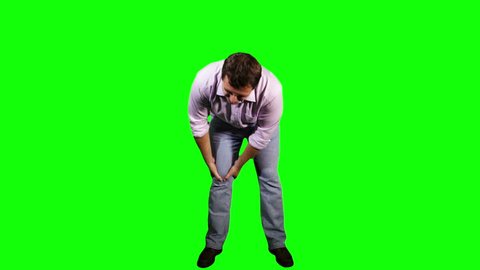 Men Knee Pain Full Body Greenscreen Stock Footage Video (100% Royalty ...