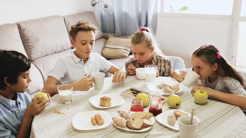 Teenagers Friends Eating Sweet Food Tea Stock Footage Video (100% ...