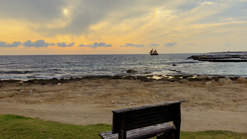 Bench by the coast in Cyprus image - Free stock photo - Public Domain ...